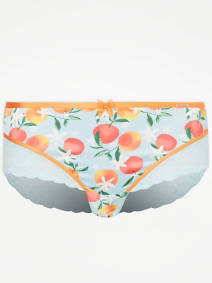 Entice Blue Orange Print Satin Short Knickers | Sale & Offers | George ...