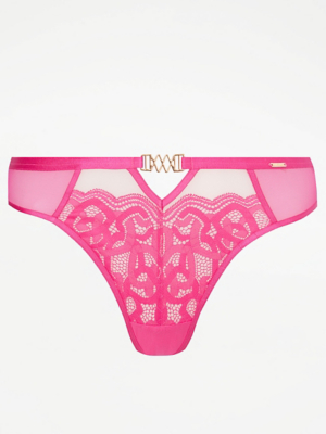 Entice Bright Pink Sheer Lace Super High Leg Knickers | Sale & Offers ...