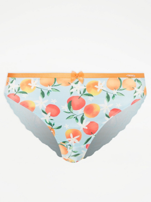 Entice Blue Orange Print Satin Brazilian Knickers | Sale & Offers ...