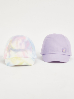 Lilac Tie Dye Caps 2 Pack | Kids | George at ASDA