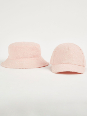 Pink Embroidery Bucket Hat and Cap Set | Kids | George at ASDA