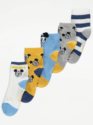 Disney Mickey Mouse Character Ankle Socks 5 Pack | Baby | George at ASDA