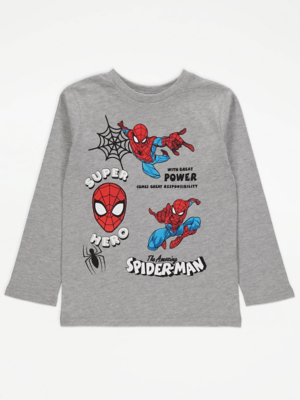 Marvel Spider-Man Grey Long Sleeve Top | Kids | George at ASDA
