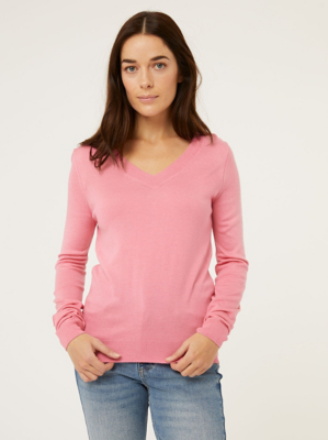 Pink V-Neck Knitted Jumper | Women | George at ASDA