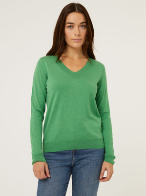 Green V-Neck Knitted Jumper | Women | George at ASDA