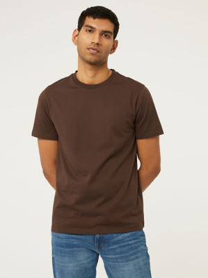 Dark Brown Plain T-Shirt | Men | George at ASDA