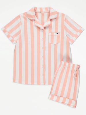 Matching Pink Striped Short Shirt Pyjamas | Kids | George at ASDA