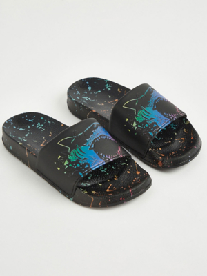 Black Rainbow Shark Sliders | Kids | George at ASDA