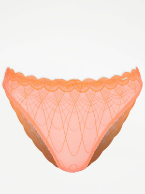 Entice Bright Orange Spiral Embroidered High Leg Knickers | Sale ...
