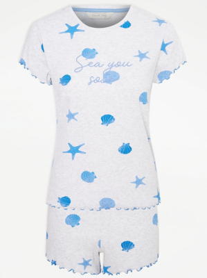 Grey Sea You Soon Shell Short Pyjamas | Women | George at ASDA