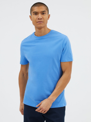 Blue Plain Crew Neck T-Shirt | Men | George at ASDA
