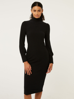 Black Soft Cuffed Ribbed Midi Dress | Women | George at ASDA