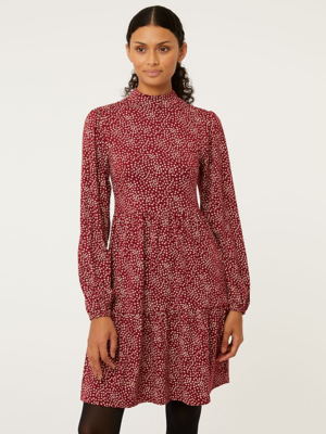 Red Ditsy Floral Print Tiered Mini Dress | Women | George at ASDA