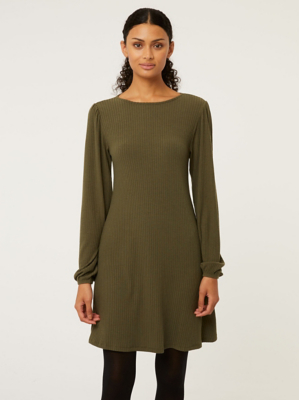 Khaki Soft Ribbed Swing Dress | Women | George at ASDA