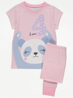 Pink I Am 4 Slogan Print Short Sleeve Pyjamas | Kids | George at ASDA