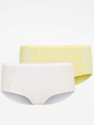 Yellow Polka Dot Mesh Short Briefs 2 Pack | Sale & Offers | George at ASDA