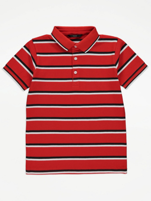 Red Stripe Pique Polo Shirt | Kids | George at ASDA