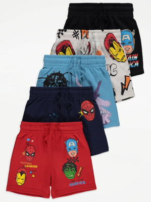 Marvel Character Print Shorts 5 Pack | Kids | George at ASDA