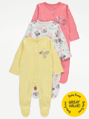 Disney Character Sketch Sleepsuits 3 Pack | Baby | George at ASDA