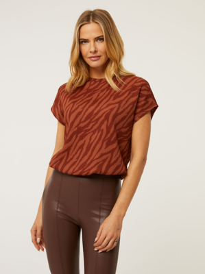 Terracotta Crepe Animal Bubble Hem Top | Sale & Offers | George at ASDA