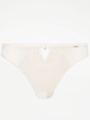 Entice Ivory Bridal Lace Thong | Lingerie | George at ASDA