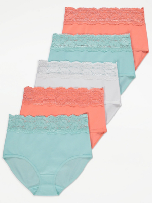 Bright Lace Trim Full Briefs 5 Pack | Sale & Offers | George at ASDA