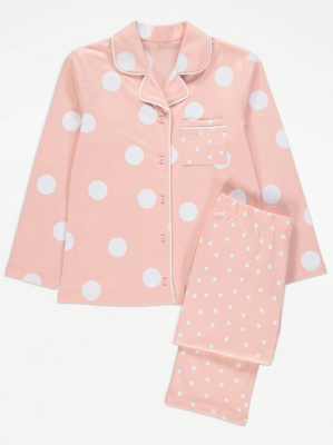 Pink Spotty Print Shirt Pyjamas | Kids | George at ASDA