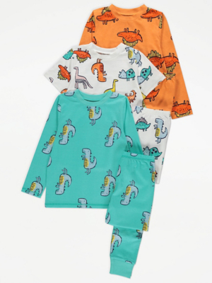 Dinosaur Print Pyjamas 3 Pack | Kids | George at ASDA