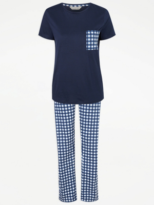 Navy Gingham Pocket Pyjamas Gift Set | Women | George at ASDA