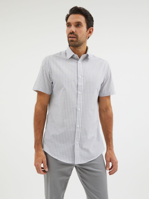 Grey Checked Short Sleeve Shirt | Men | George at ASDA