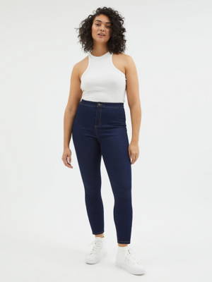 Dark Blue Wash Cropped High Rise Jeggings | Women | George at ASDA