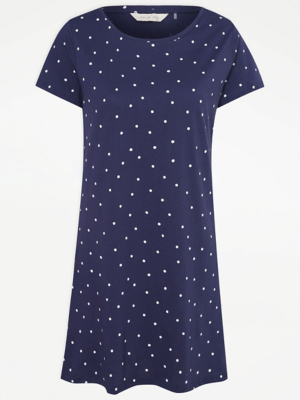 Navy Spot Print Night Dress | Women | George at ASDA