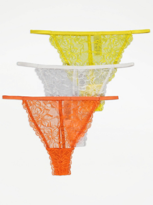 Bright Lace Thongs 3 Pack | Sale & Offers | George at ASDA