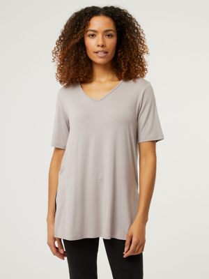 Grey V-Neck Longline Tunic Top | Women | George at ASDA