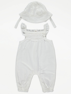 White All In One Romper and Hat Outfit | Baby | George at ASDA