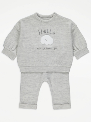 Unisex Grey Soft Knitted Cloud Top and Trousers Outfit | Baby | George ...