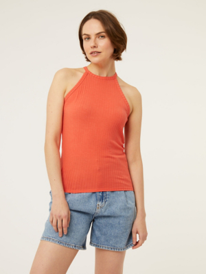 Coral Ribbed Halter Neck Vest | Women | George at ASDA
