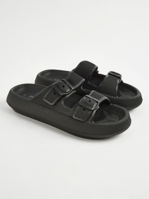 Black Squidgy Buckled Sliders | Women | George at ASDA