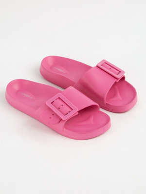 Bright Pink Buckled Footbed Sliders | Women | George at ASDA