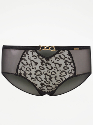 Entice Black Animal Embroidery Short Knickers | Women | George at ASDA