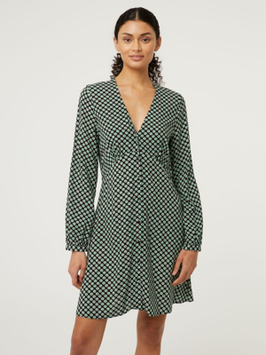 Green Circle Floral Print Button Up Tea Dress | Women | George at ASDA
