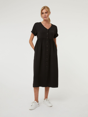 Black Button Up Midi Dress | Women | George at ASDA