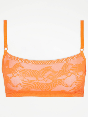 Bright Orange Lace Zebra Print Bandeau Bralette | Sale & Offers ...