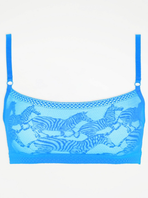 Blue Lace Zebra Print Bandeau Bralette | Sale & Offers | George at ASDA