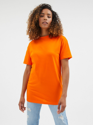 Bright Orange Longline Cotton T-Shirt | Women | George at ASDA