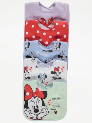 Disney Minnie Mouse Character Print Bib 5 Pack | Baby | George at ASDA