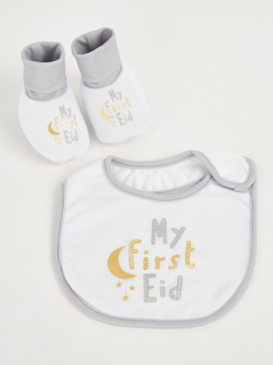 Unisex My First Eid Bib and Booties 2 Piece Set | Baby | George at ASDA
