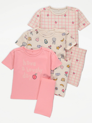 Pink Strawberry Top and Shorts Outfit 3 Pack | Kids | George at ASDA