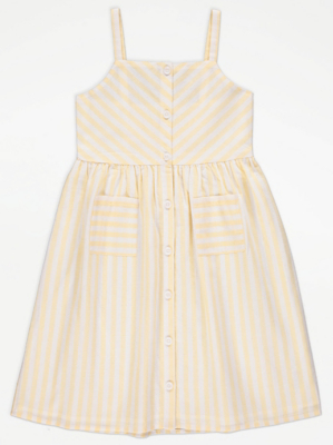 Yellow Striped Sleeveless Button Up Dress | Kids | George at ASDA