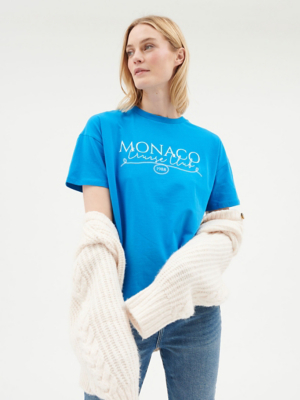 Blue Monaco Slogan Print T-Shirt | Women | George at ASDA
